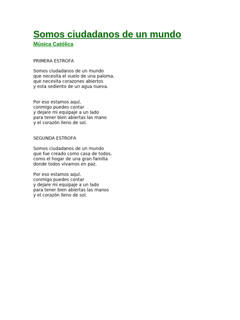 Somos Ciudadanos de Un Mundo | PDF