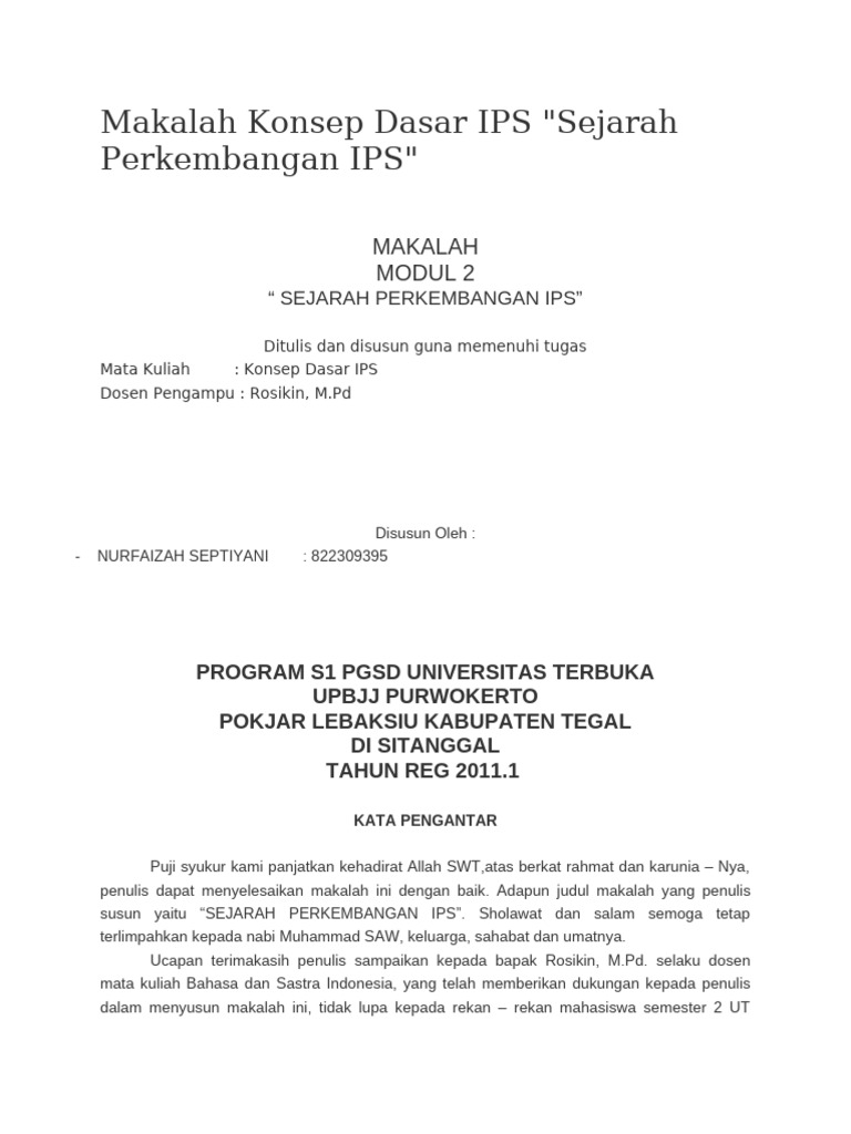 Makalah Konsep Dasar IPS | PDF