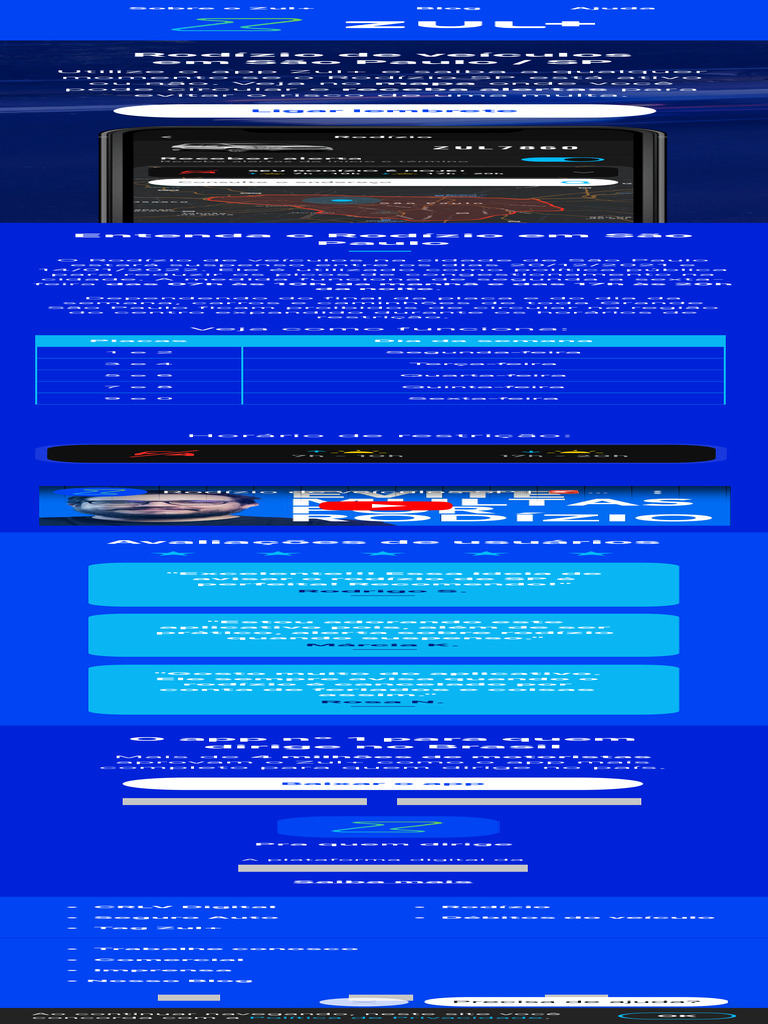 Rodízio SP Mapa Completo, Tabela Com Horários e Placas | PDF | Aplicativo para celular