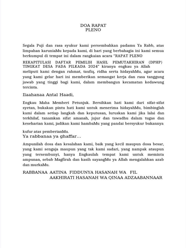 PDF Doa Rapat Pleno | PDF