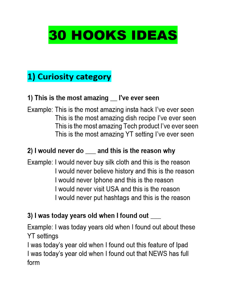 30 Hooks Ideas | PDF