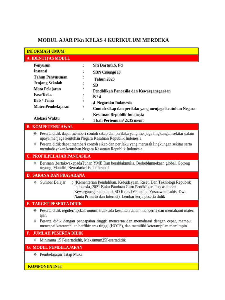 Modul PKN TTG Contoh Menjaga Nkri | PDF