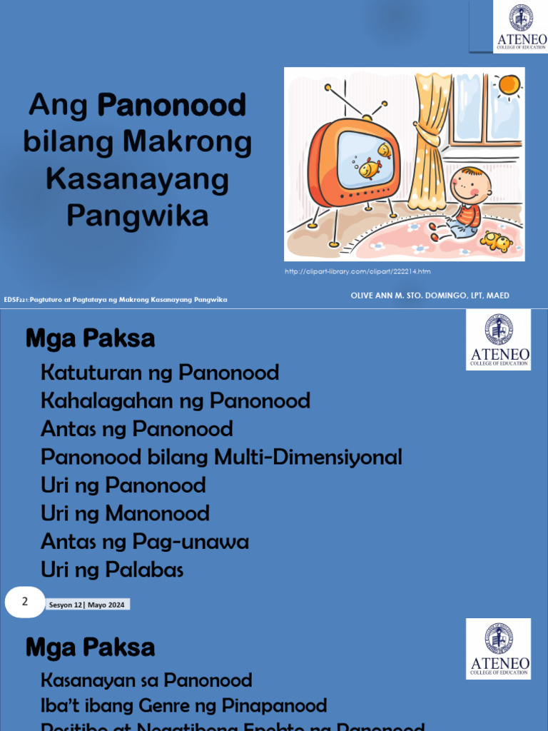 5 Aralin 12 Panonood | PDF