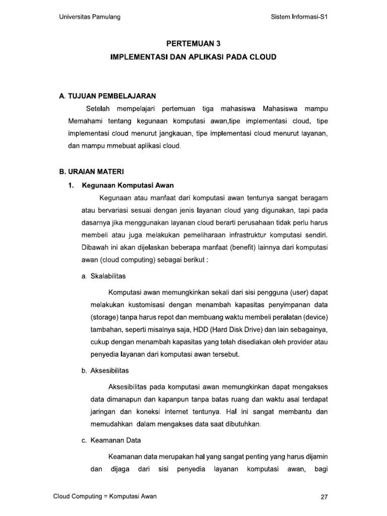 Pertemuan 3 - Implementasi Dan Aplikasi Pada Cloud | PDF