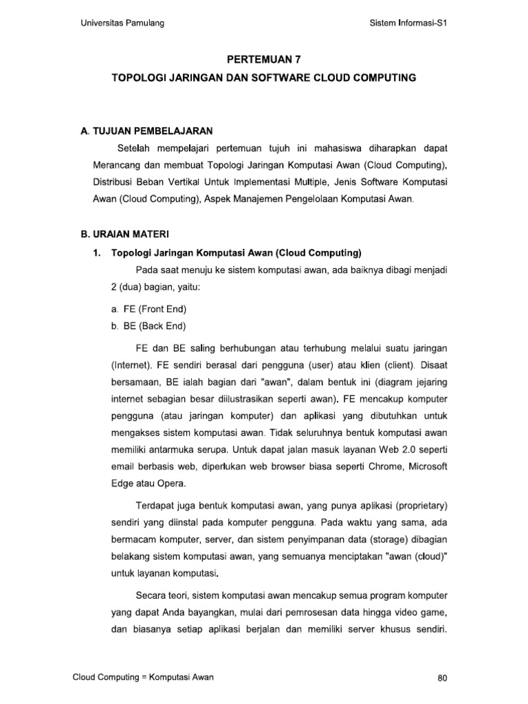 Pertemuan 7 - Topologi Jaringan Dan Software Cloud Computing | PDF