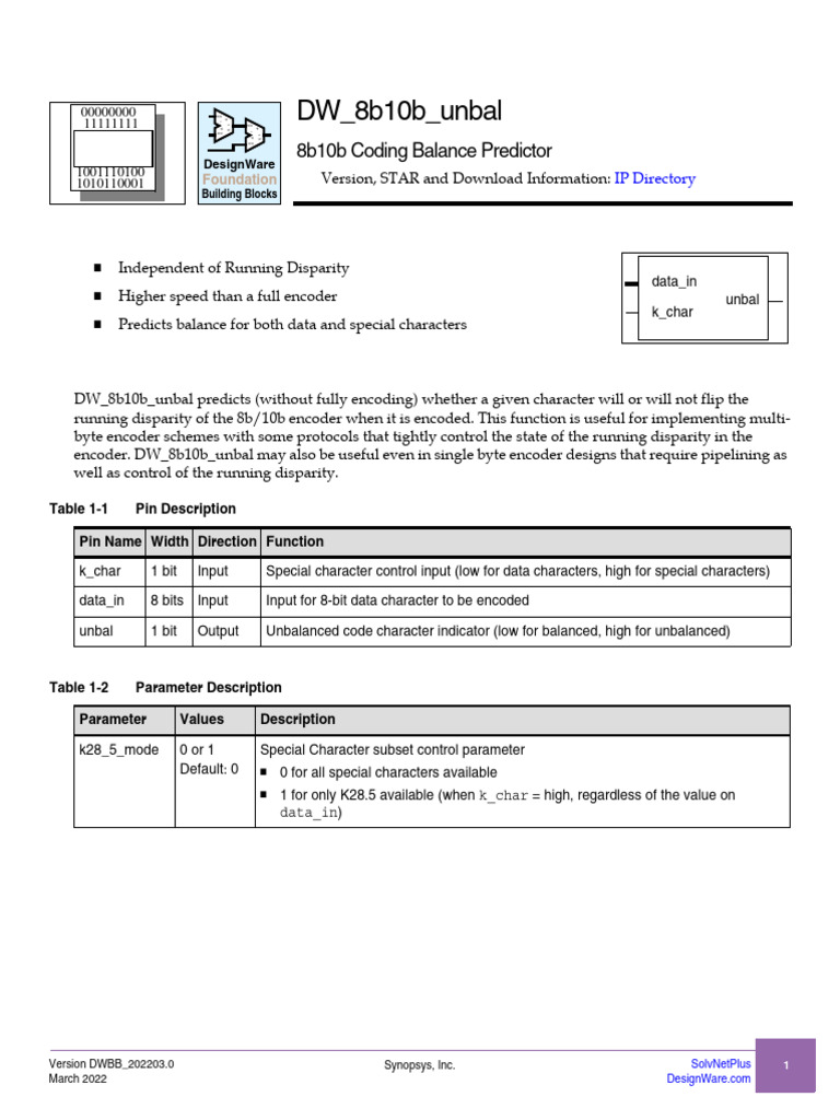 DW 8b10b Unbal | PDF