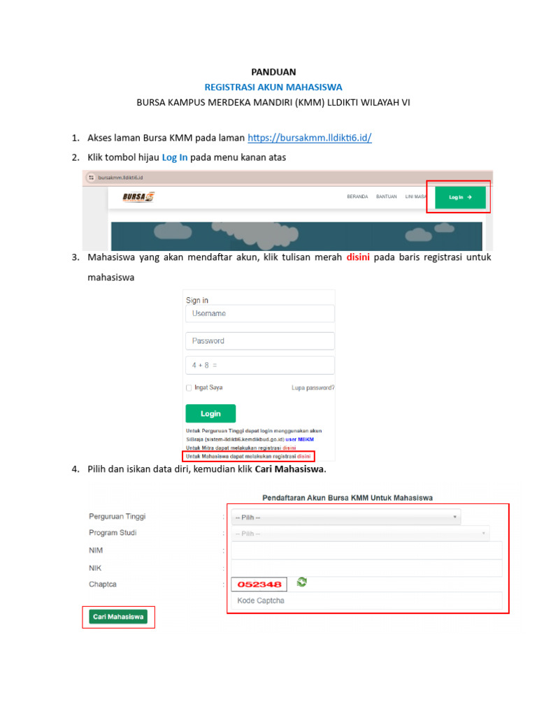 Manual Bursa KMM Registrasi Mhs-2 | PDF