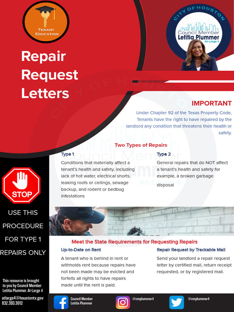 Sample Repair Request Letters English | PDF | Registered Mail | Landlord