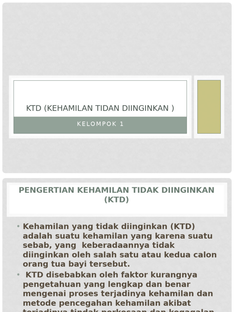 KTD (Kehamilan Tidan Diinginkan) PPT | PDF