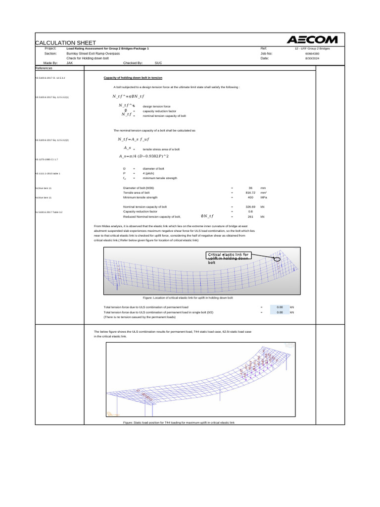 Uplift Check For Holding Down Bolts | PDF | Screw | Stress (Mechanics)