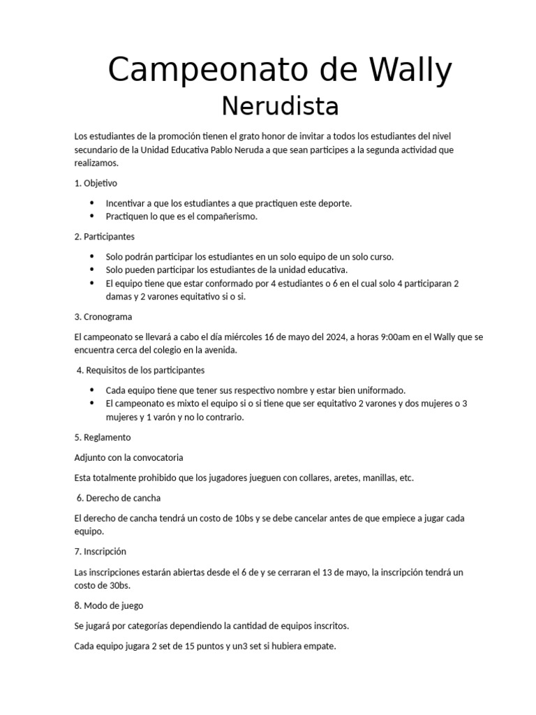 Campeonato de Wally | PDF