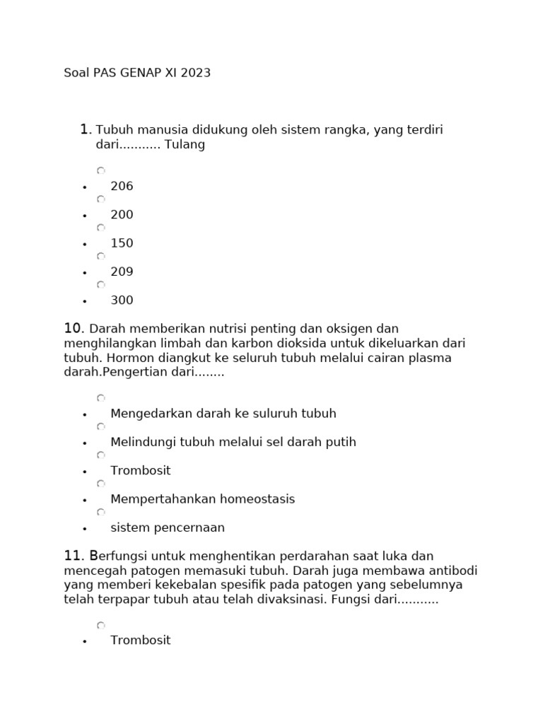 Kisi Kisi Soal Penjas Pas Genap 23 | PDF