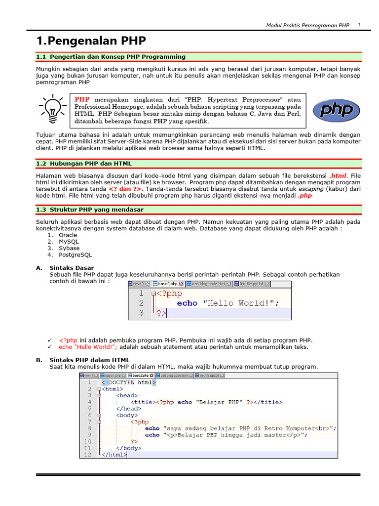 Pengenalan PHP - 2021 Tanpa Retro | PDF