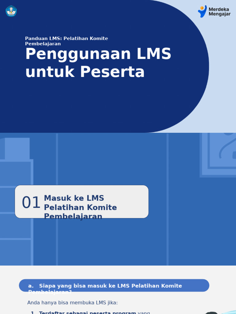 (PKP) 2024 Panduan Peserta - Penggunaan LMS Untuk Pelatihan Komite Pembelajaran | PDF