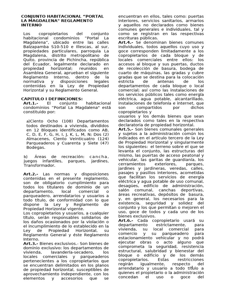 Reglamento Interno 1 | PDF