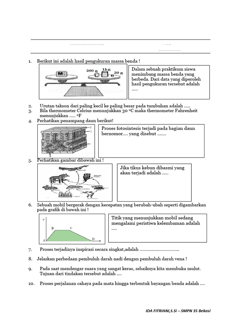 Latihan Soal ASAJ IPA T.P 2023 - 2024 | PDF