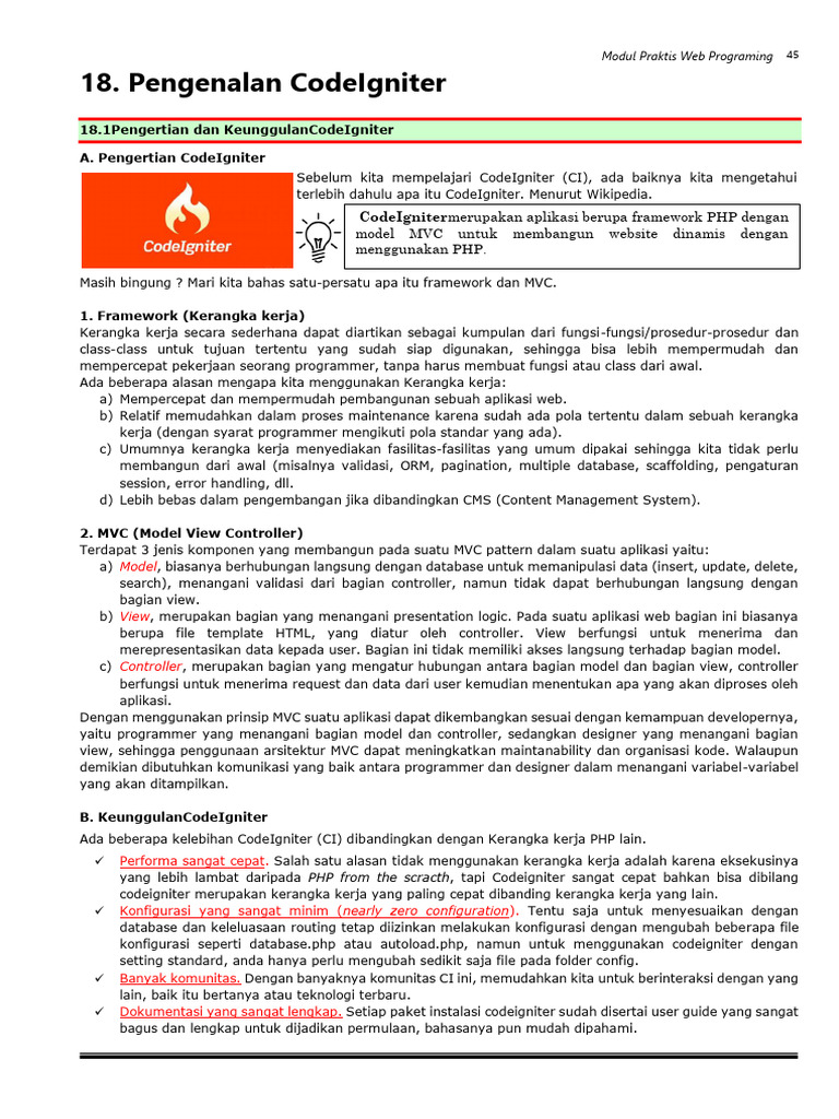 Pengenalan CodeIgniter - 2018 | PDF