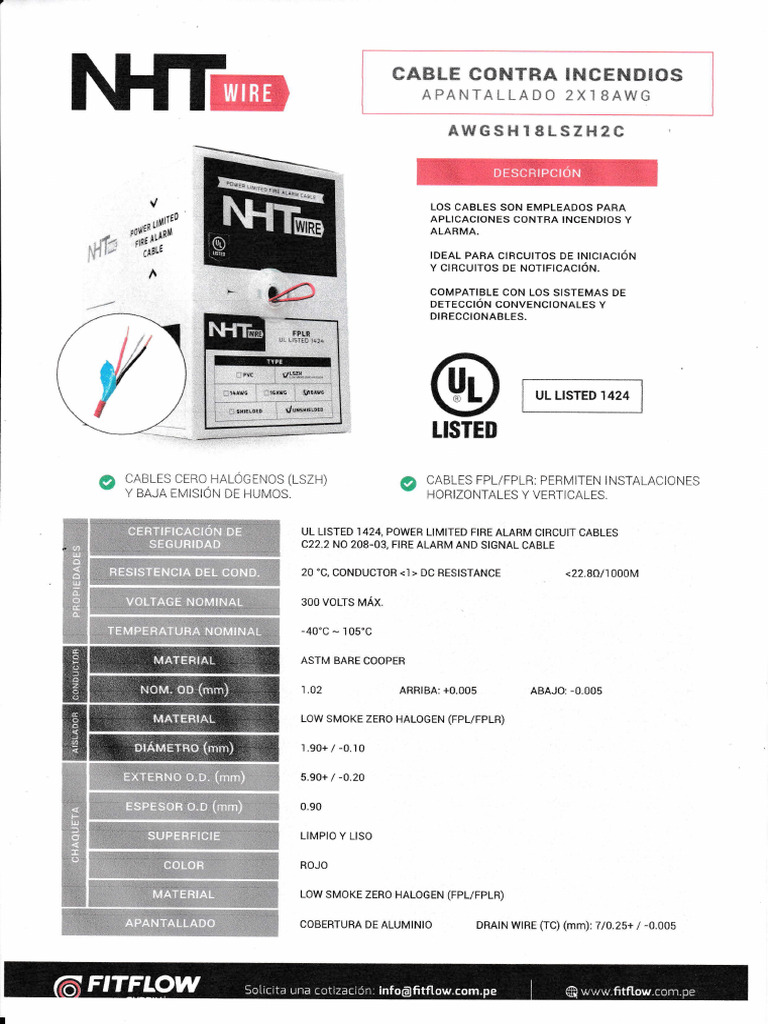 CABLE-NHT-WIRE FPLR NHT-2x18AWG | PDF