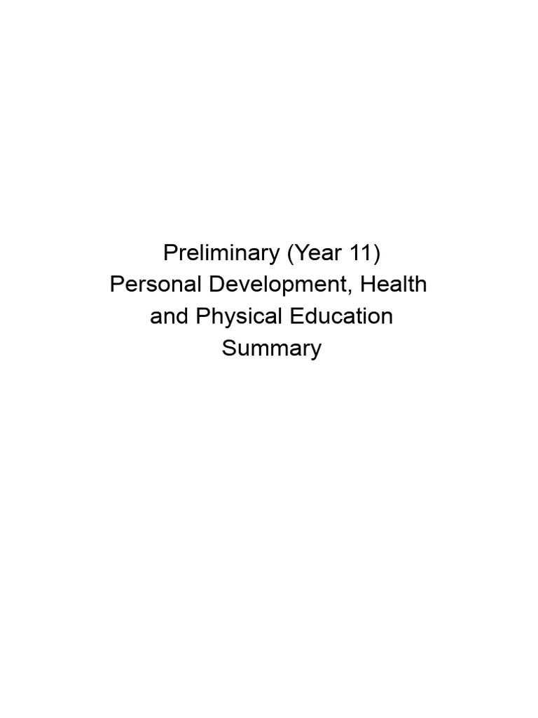 Preliminary Year 11 Pdhpe Summary Notes Core 1 2 Options 1 3 ...