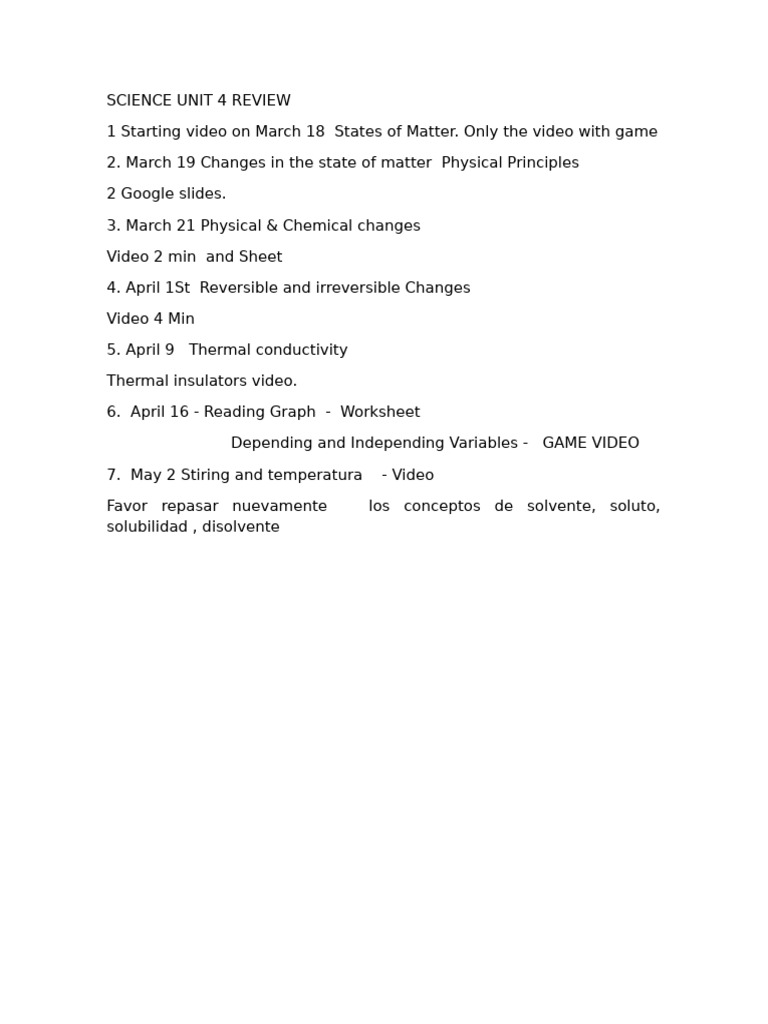 Science Unit 4 Review Ii | PDF