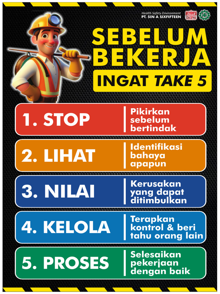 Poster Safety K3 - Ingat Take 5 Sebelum Bekerja | PDF