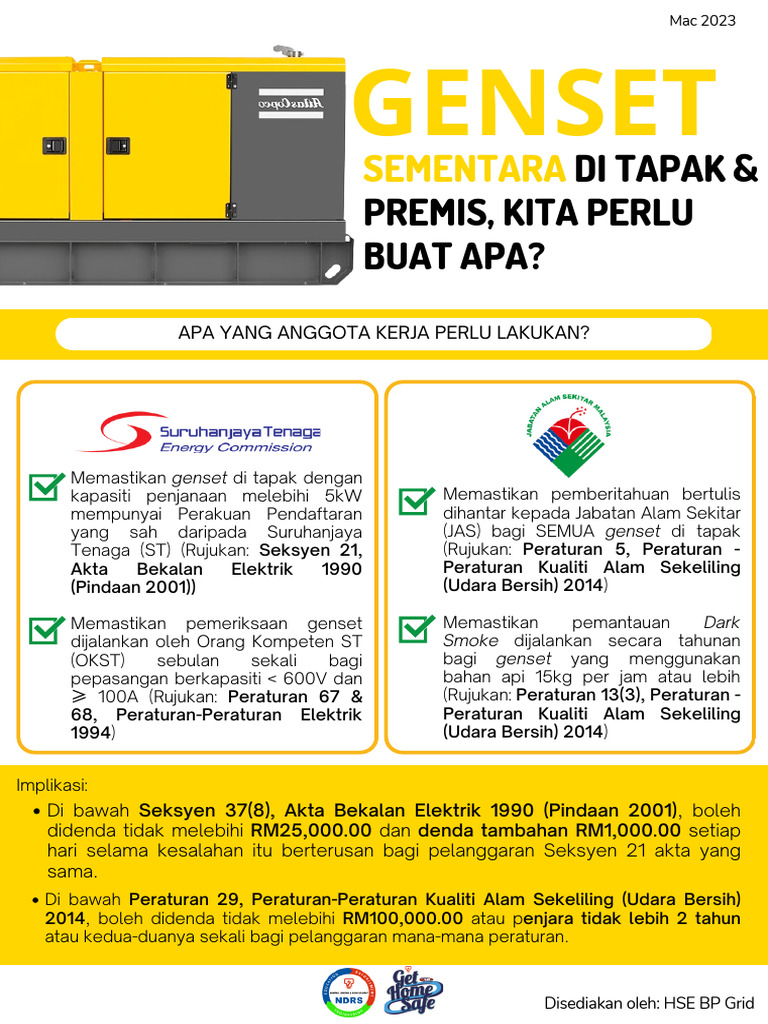Genset Notification (ST&DOE) Poster | PDF