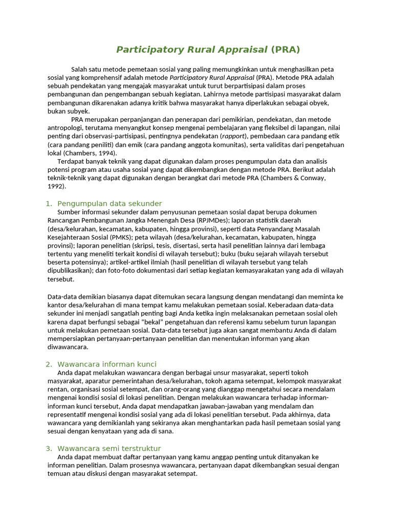 Participatory Rural Appraisal | PDF