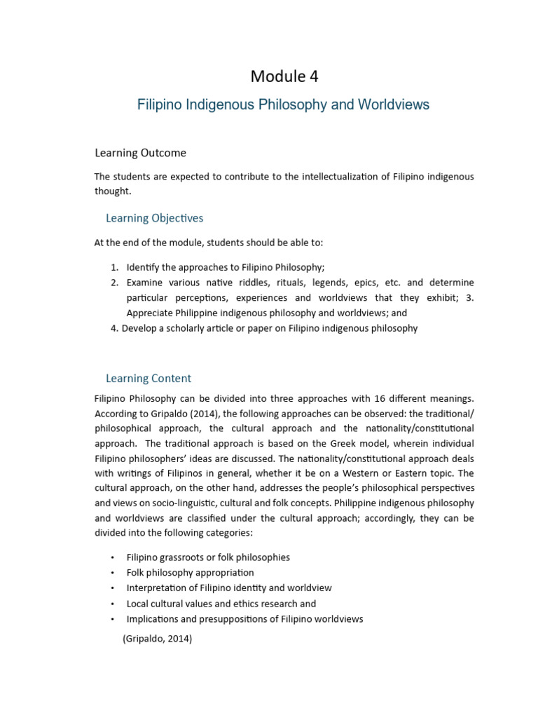 Filipino Indigenous Philosophy Overview | PDF | Philippines | Liberal ...