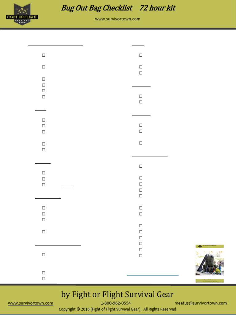 Bug Out Bag Checklist | PDF