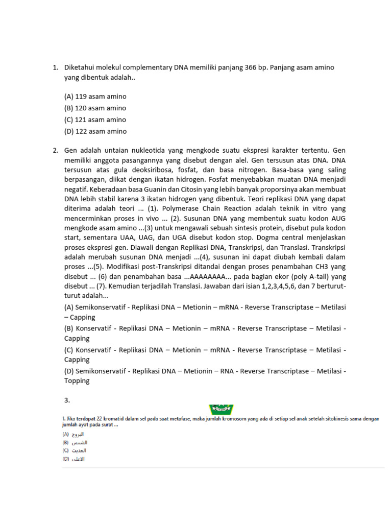 Latihan Kumpulan Soal Biologi Molekuler | PDF