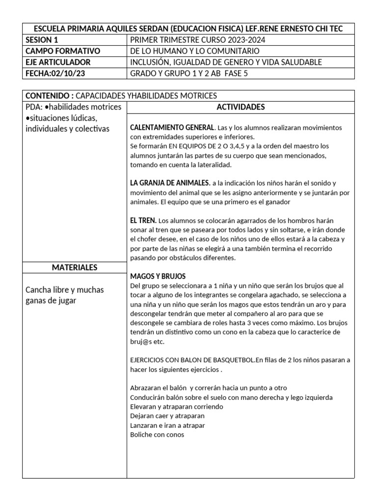 Plan de Clases Nem Fase 3 02102301 | PDF