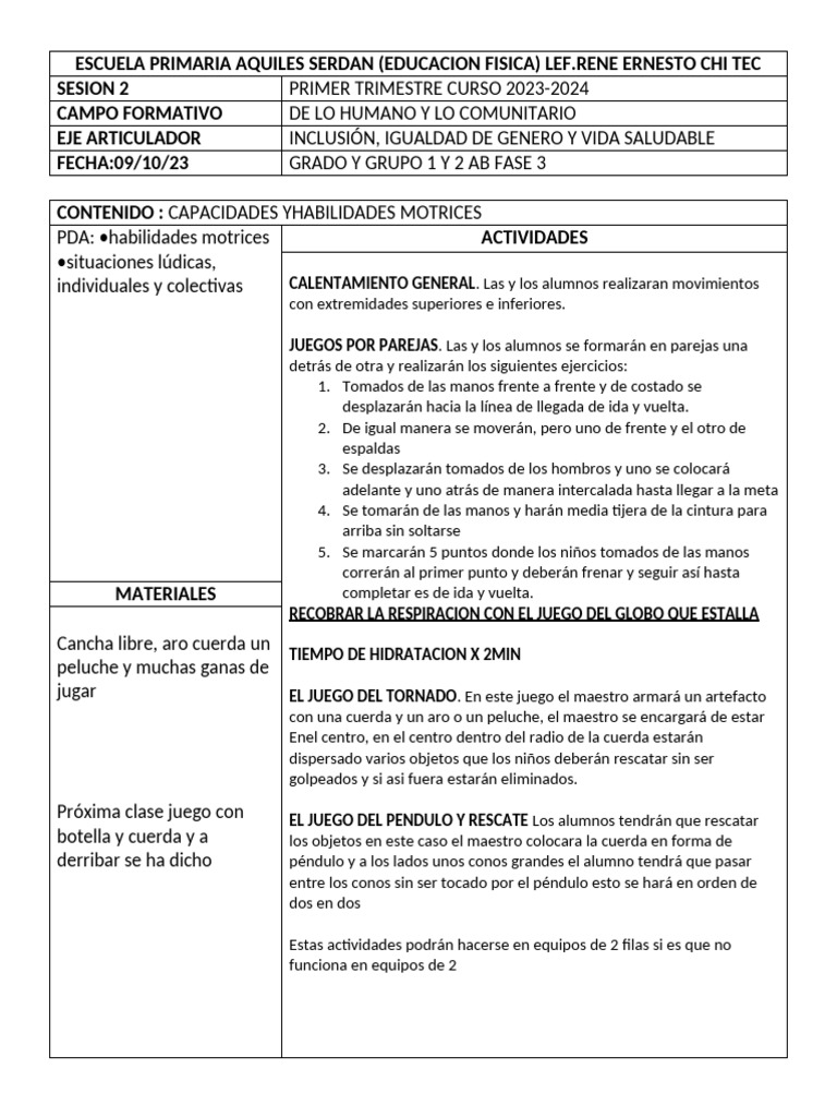 Plan de Clases Nem Fase 3 09102302 | PDF