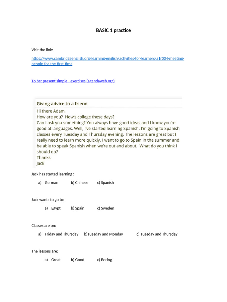 BASIC 1 Practice | PDF