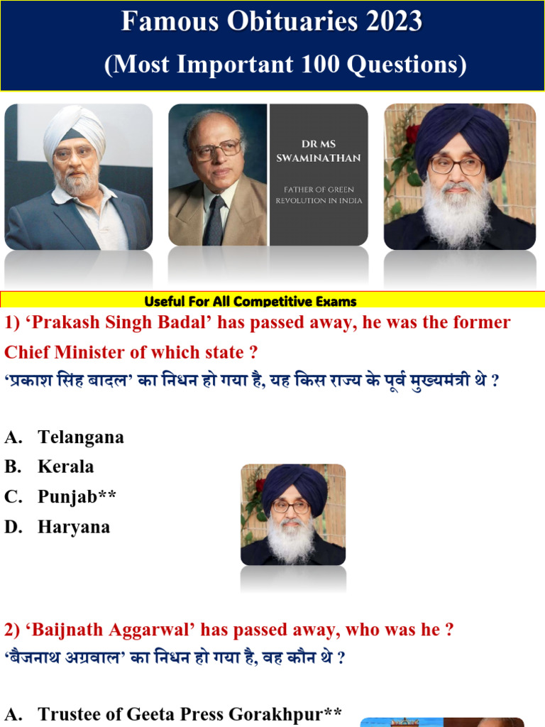 Famous Obituaries 2023 | PDF