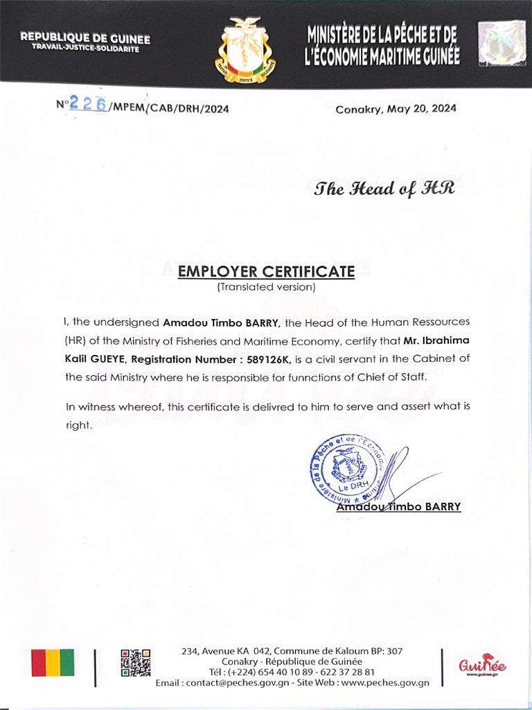 Employer Certificate | PDF