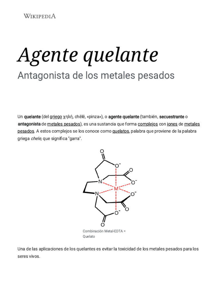 Agente Quelante - Wikipedia, La Enciclopedia Libre | PDF | Quelación ...