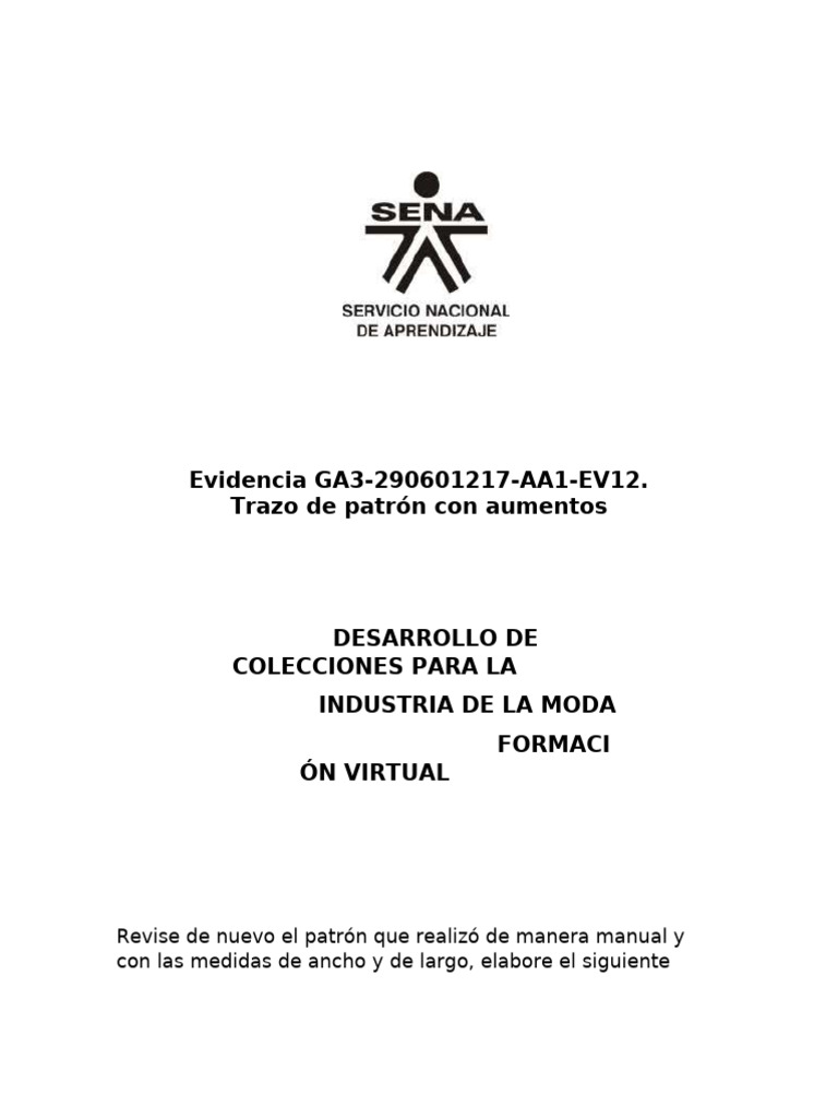 Evidencia GA3-290601217-AA1-EV12. Trazo de Patrón Con Aumentos | PDF