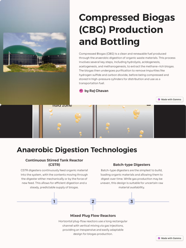 Compressed Biogas CBG Production and Bottling | PDF
