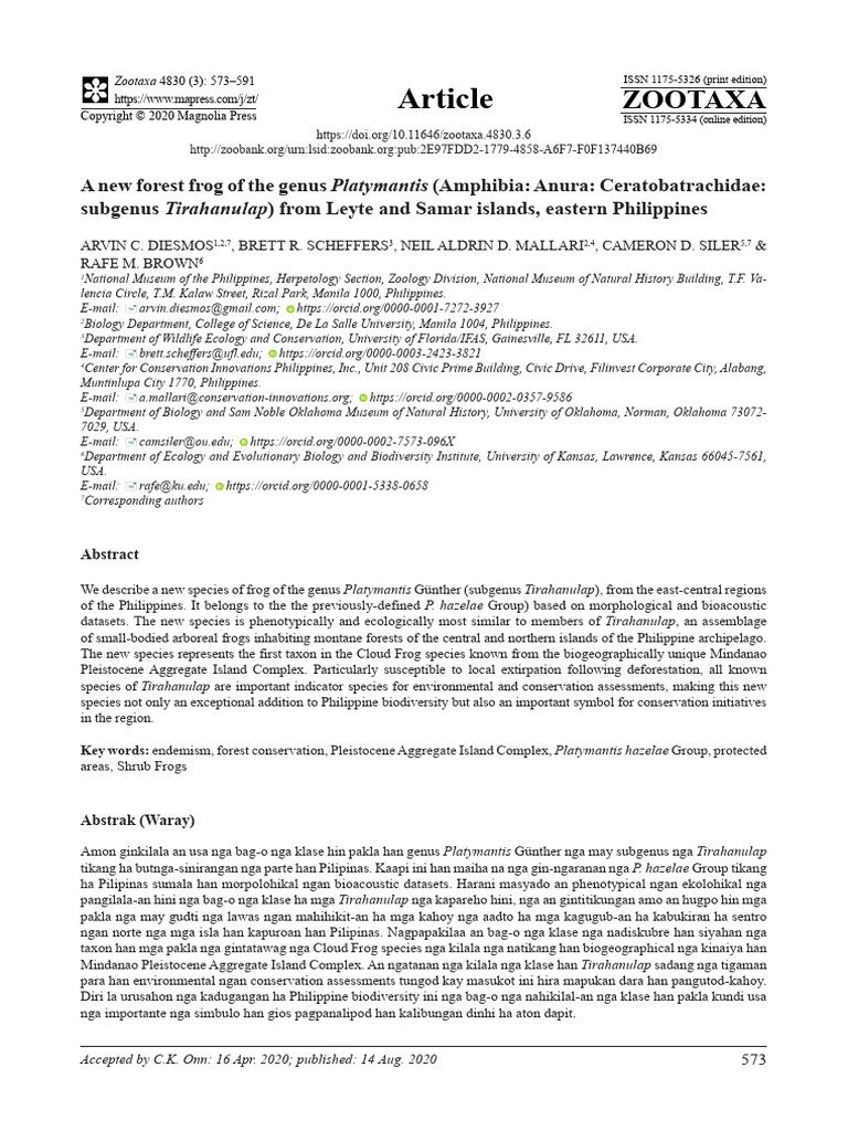 10 11646@zootaxa 4830 3 6 | PDF
