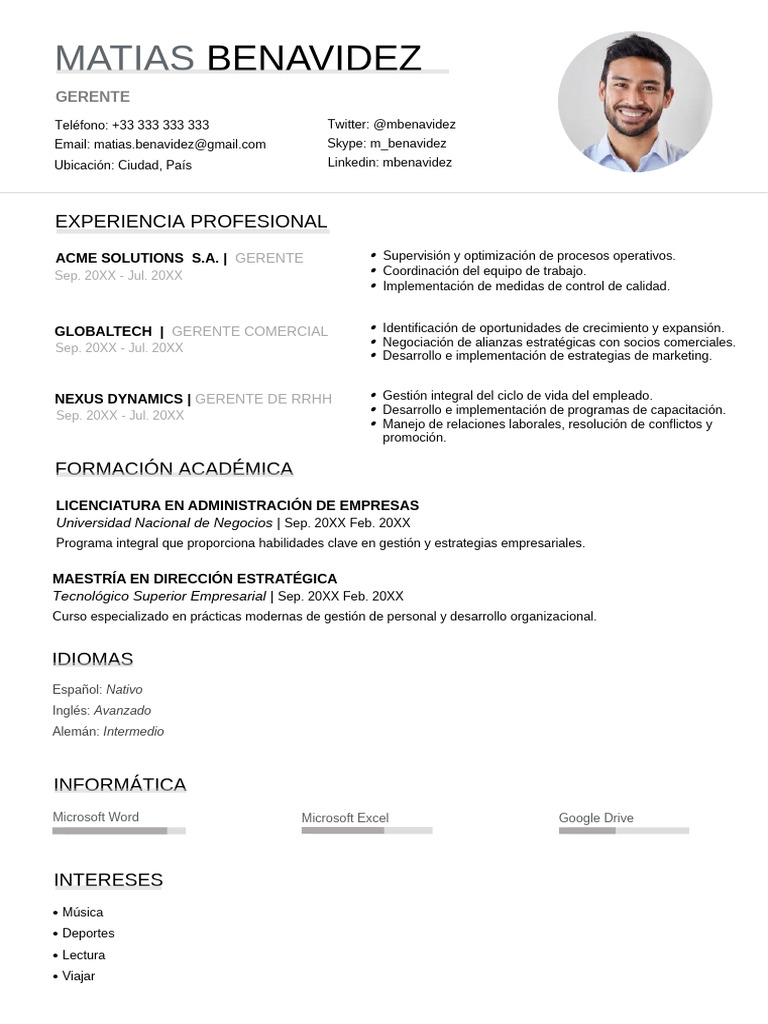 Gerente CV | PDF