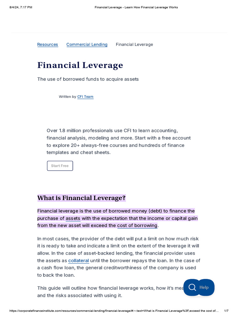 Financial Leverage - Learn How Financial Leverage Works | PDF