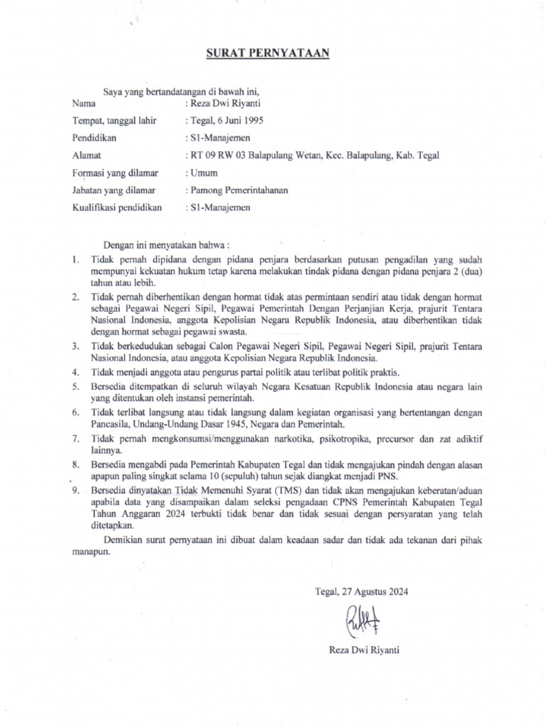 Surat Pernyatan | PDF