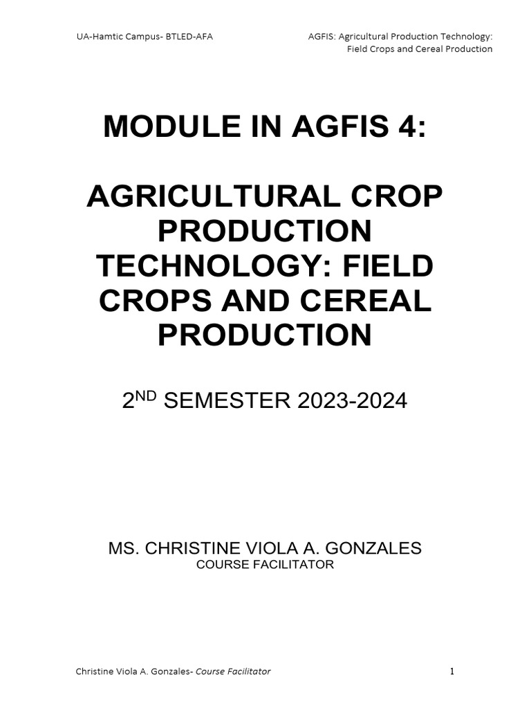 Im Agfis-4 Module-1 | PDF | Taxonomy (Biology) | Crops