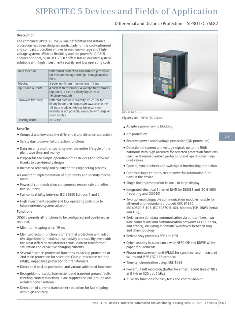 Catalog of 7SL82 | PDF