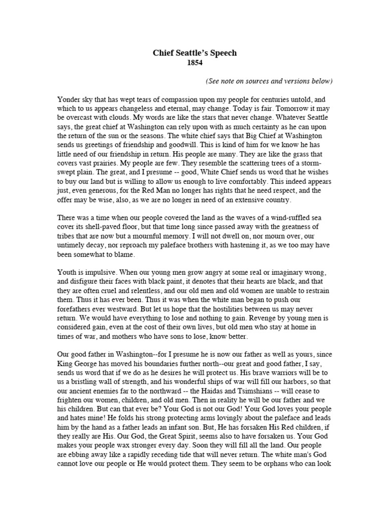 Chief Seattle Speech | PDF