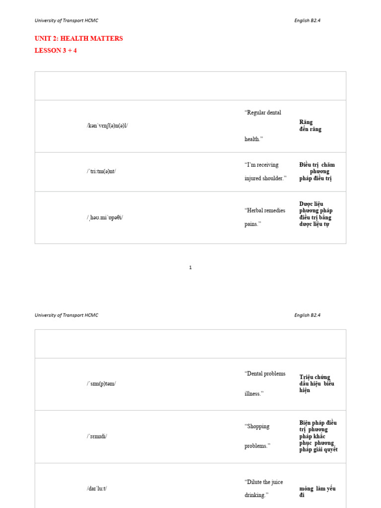 Vocabulary Unit 2 Lesson 3 + 4 | PDF