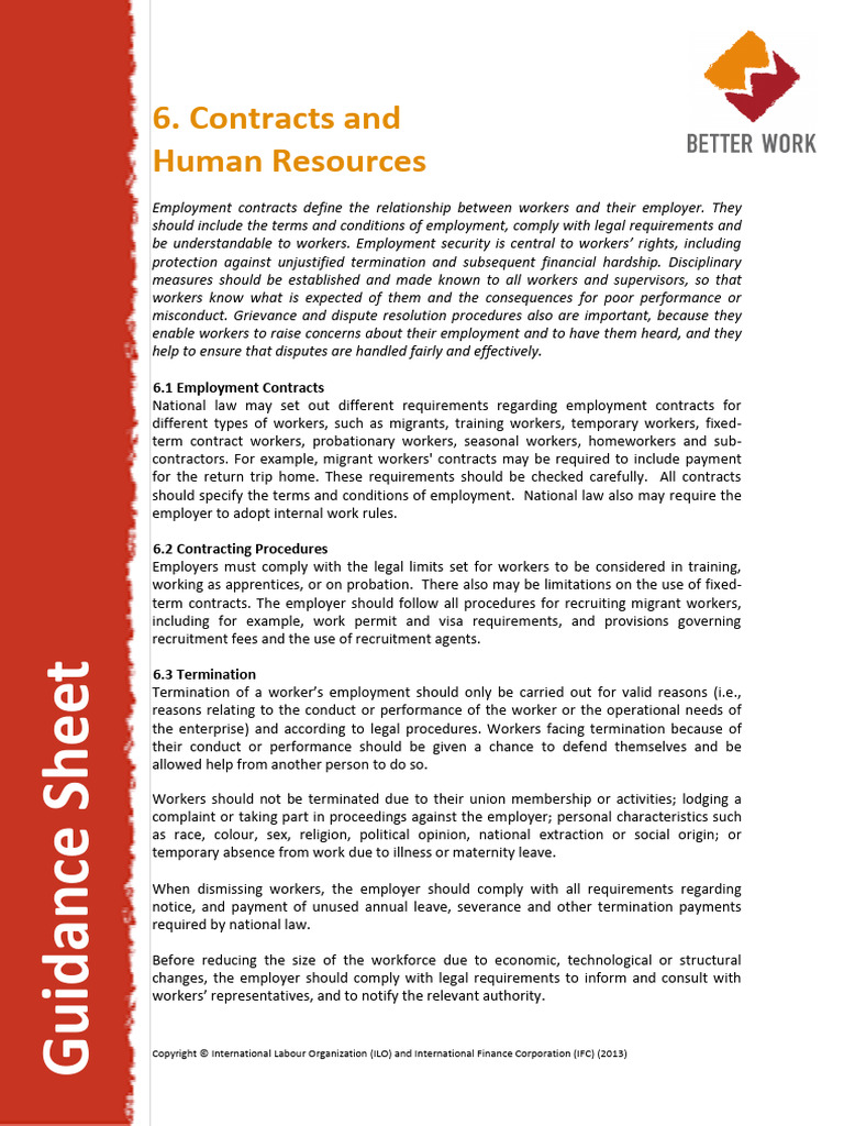Guidance 6 Contracts and Human Resources Rev Jan 2013 | PDF