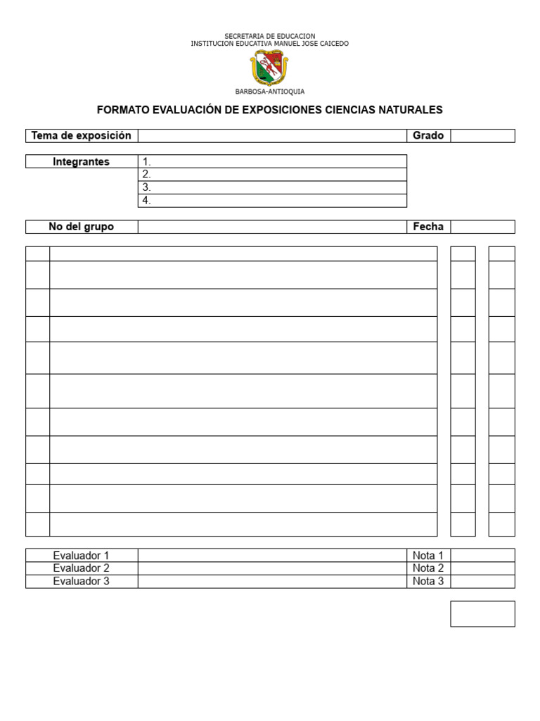 Formato Evaluación de Exposiciones Ciencias Naturales | PDF