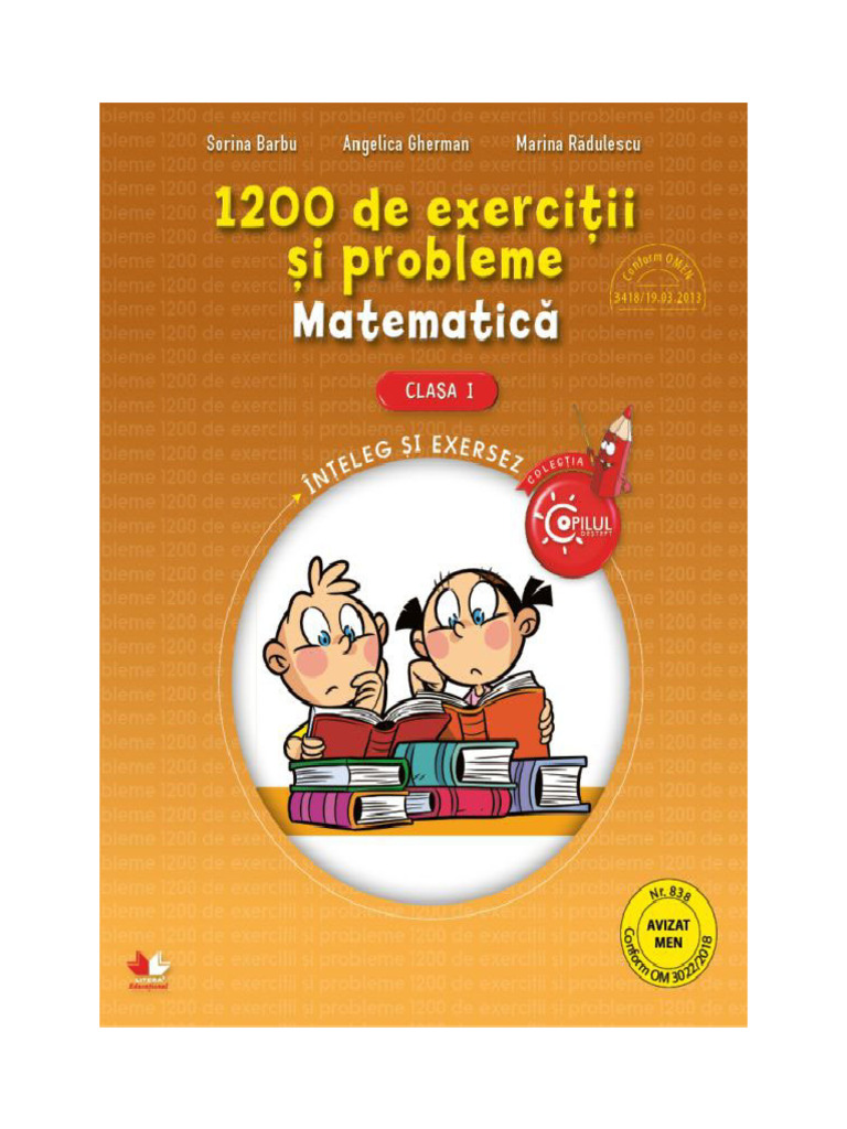 1200 de Exercitii Si Probleme de Matematica Clasa I | PDF