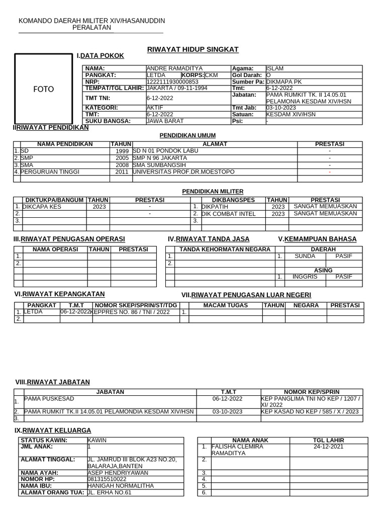 Format RH Untuk Pama Baru-1 | PDF